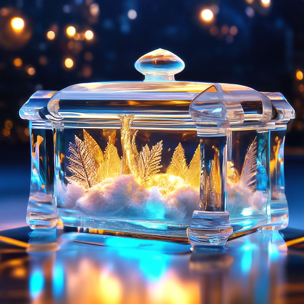 "In the style of Murano glass , a beautiful crystal casket made of ice ...