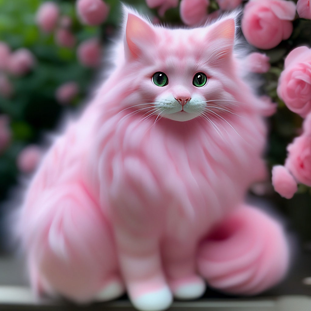 "Pink fluffy cat" — image created in Shedevrum