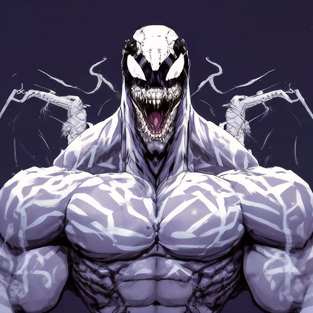 "Venom in white bodybuilder, realistic, beautiful, aesthetically full ...