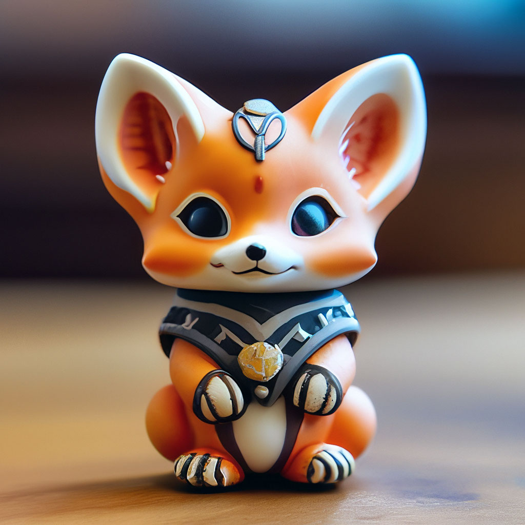 "😻 Minimalism, figurine, Chibi, netsuke, portrait, cute hybrid fox cub ...