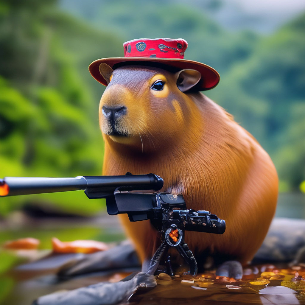"Capybara sniper" — image created in Shedevrum