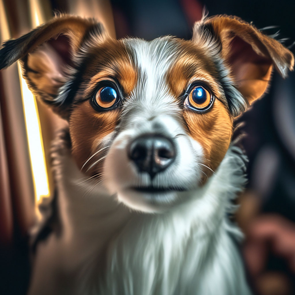 "Jack russell cinematic detailed eyes wool, pitiful look, cute, funny ...