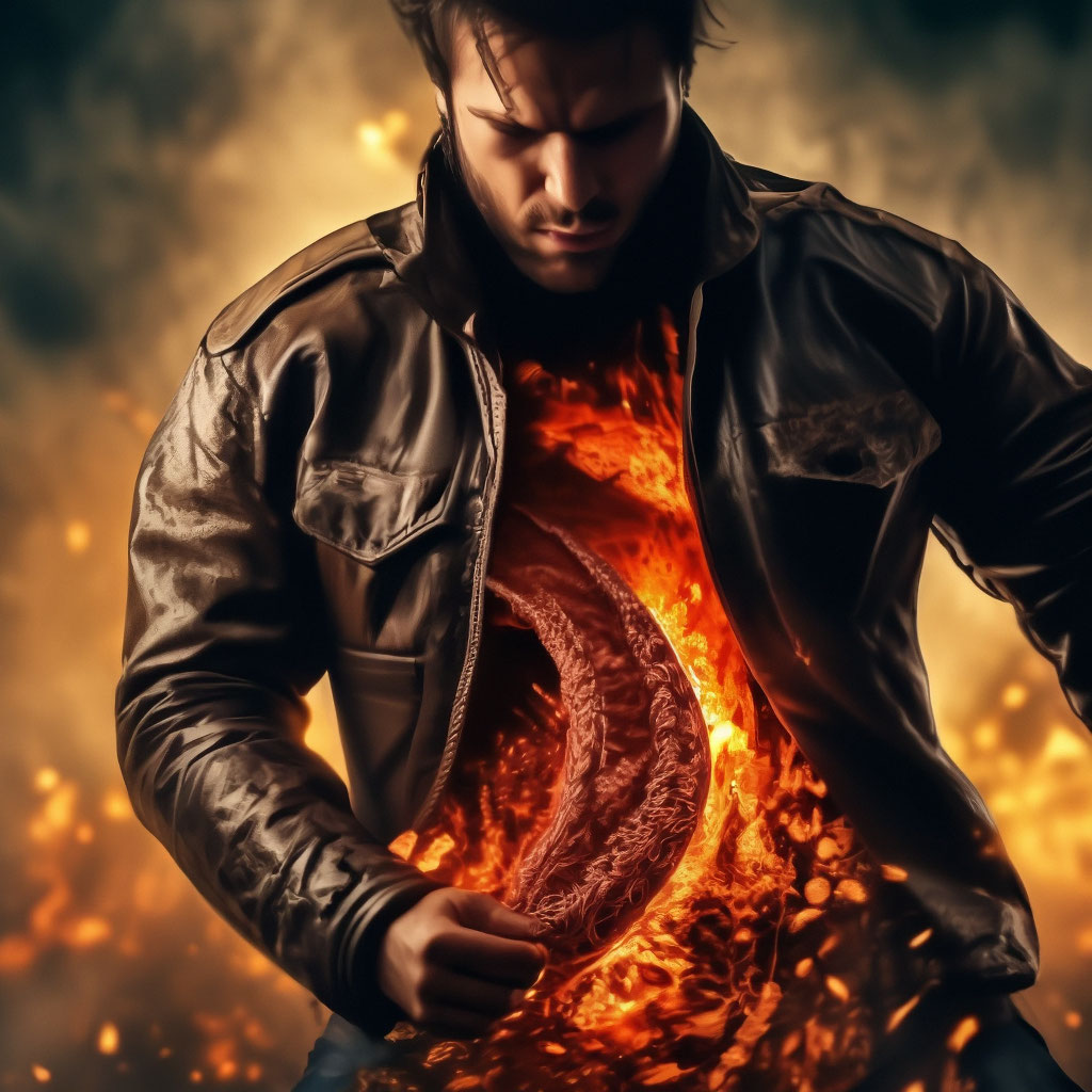 "Stomach explosion and gut ejection" — image created in Shedevrum