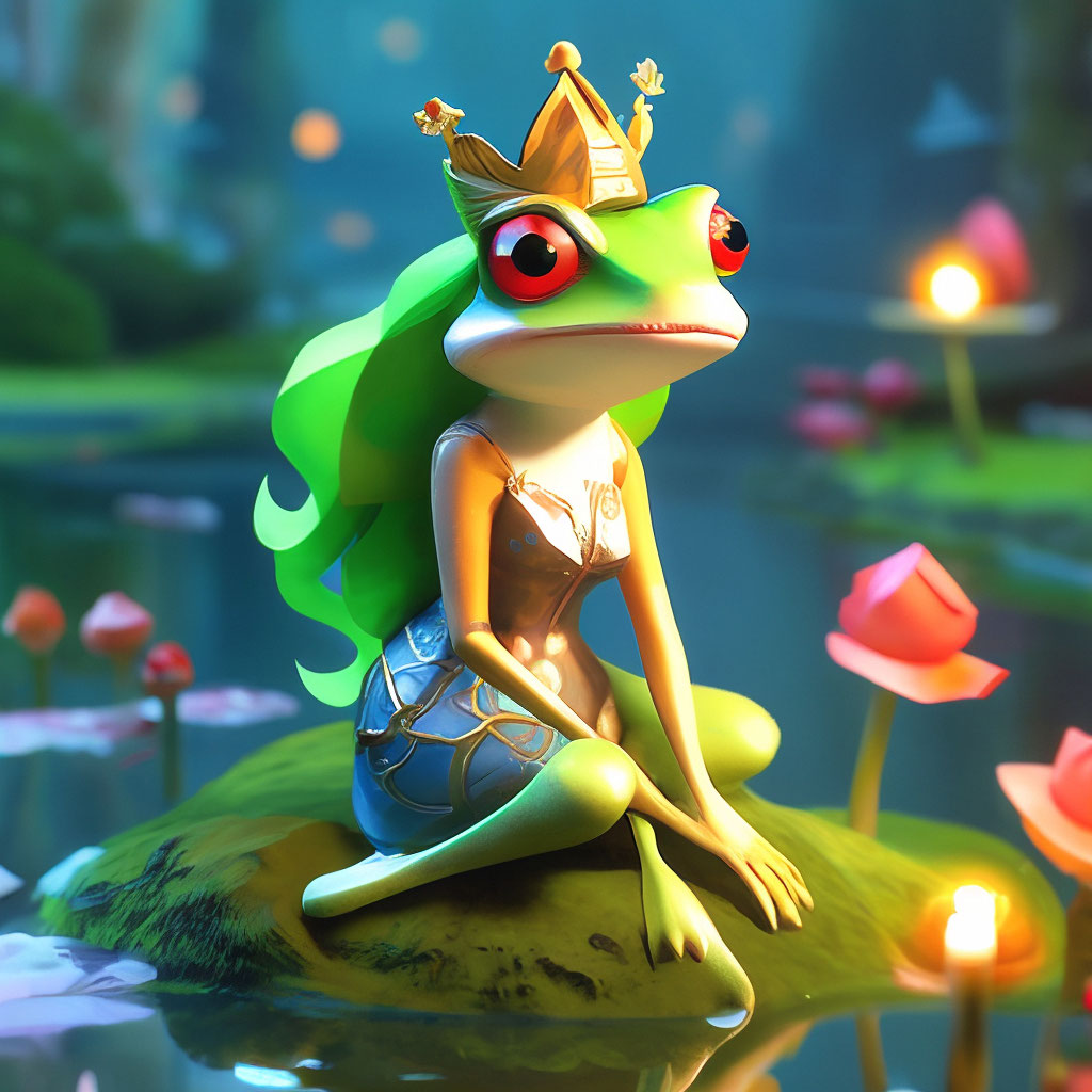 "The frog princess from a fairy tale" — image created in Shedevrum