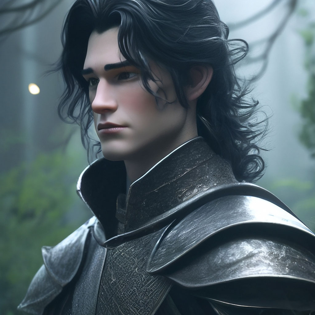 "Disney 2d knight black hair" — image created in Shedevrum