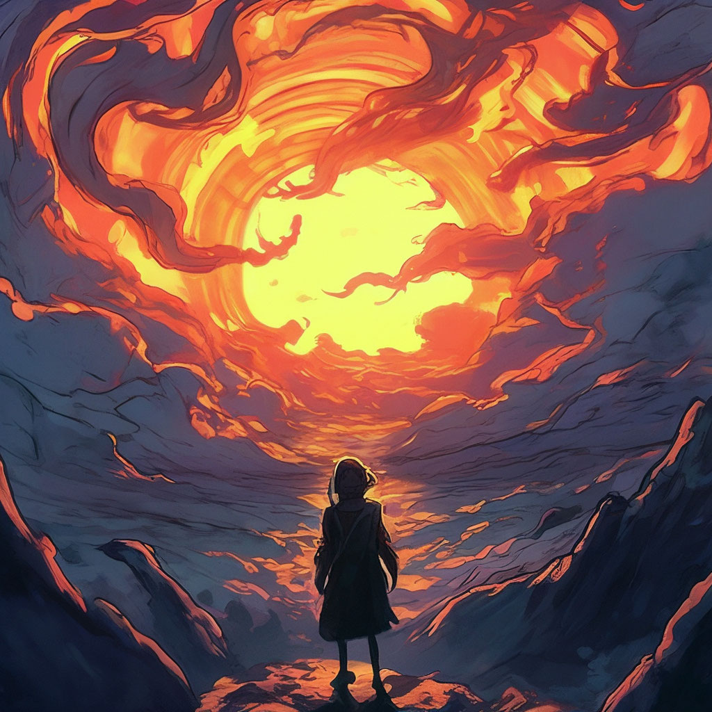"The evil sun is cartoonishly drawn" — image created in Shedevrum