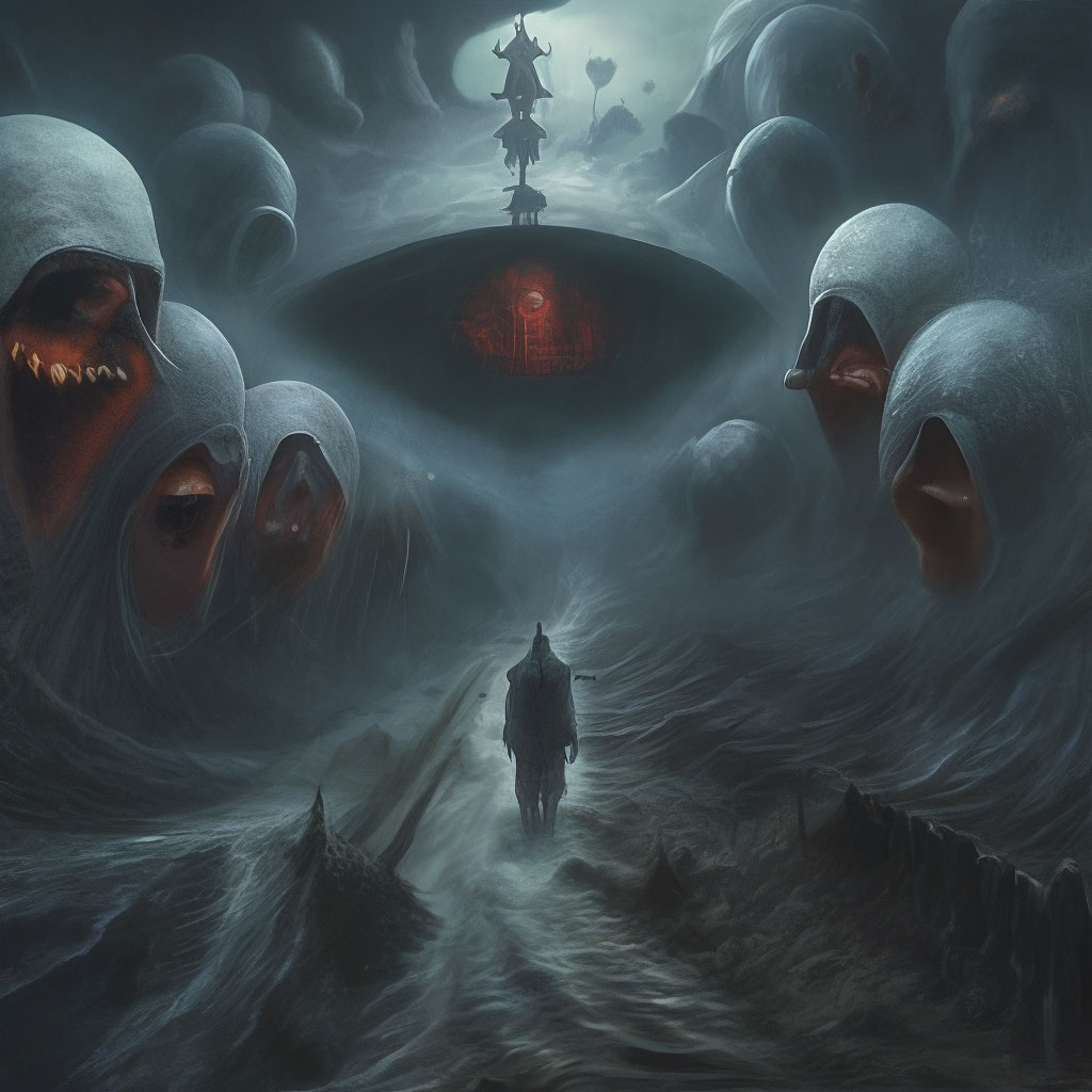 "A real nightmare, horror, surrealism" — image created in Shedevrum