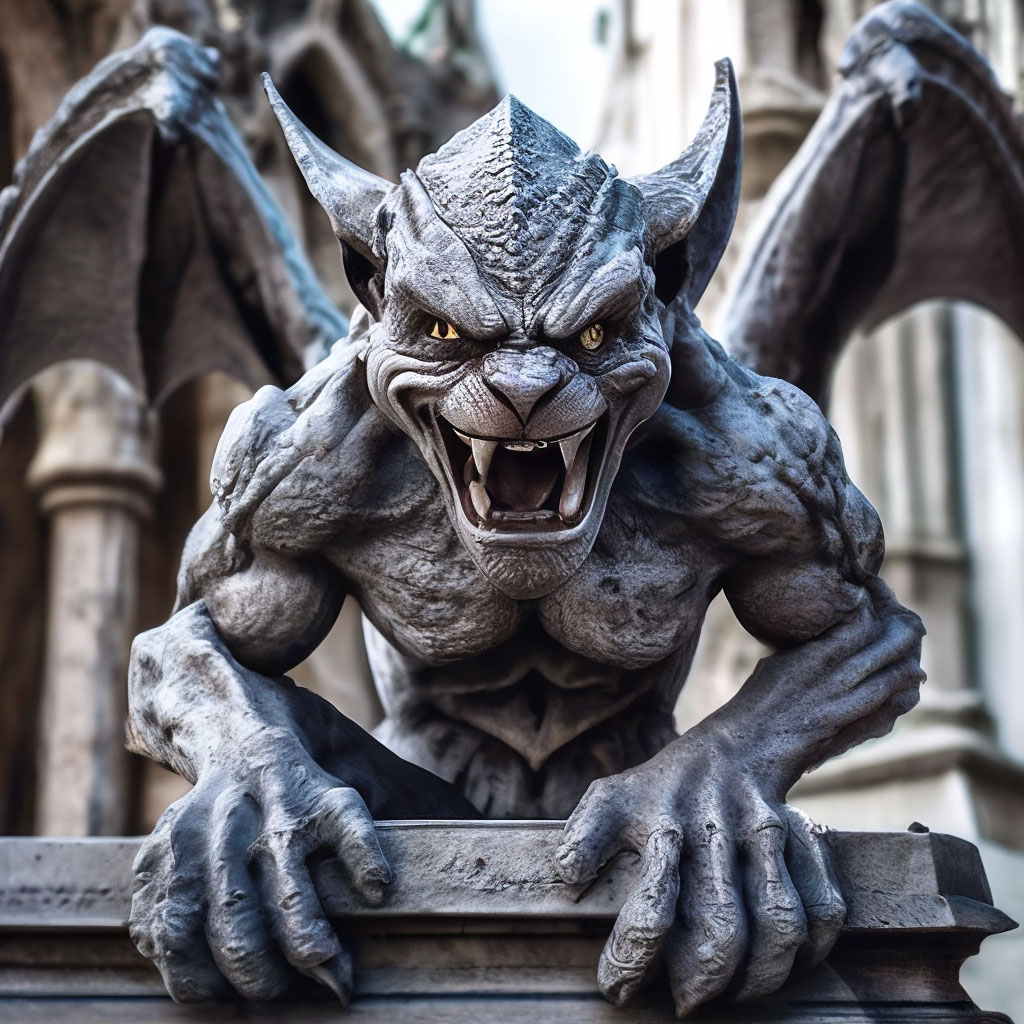 "Scary ferocious gargoyle" — image created in Shedevrum