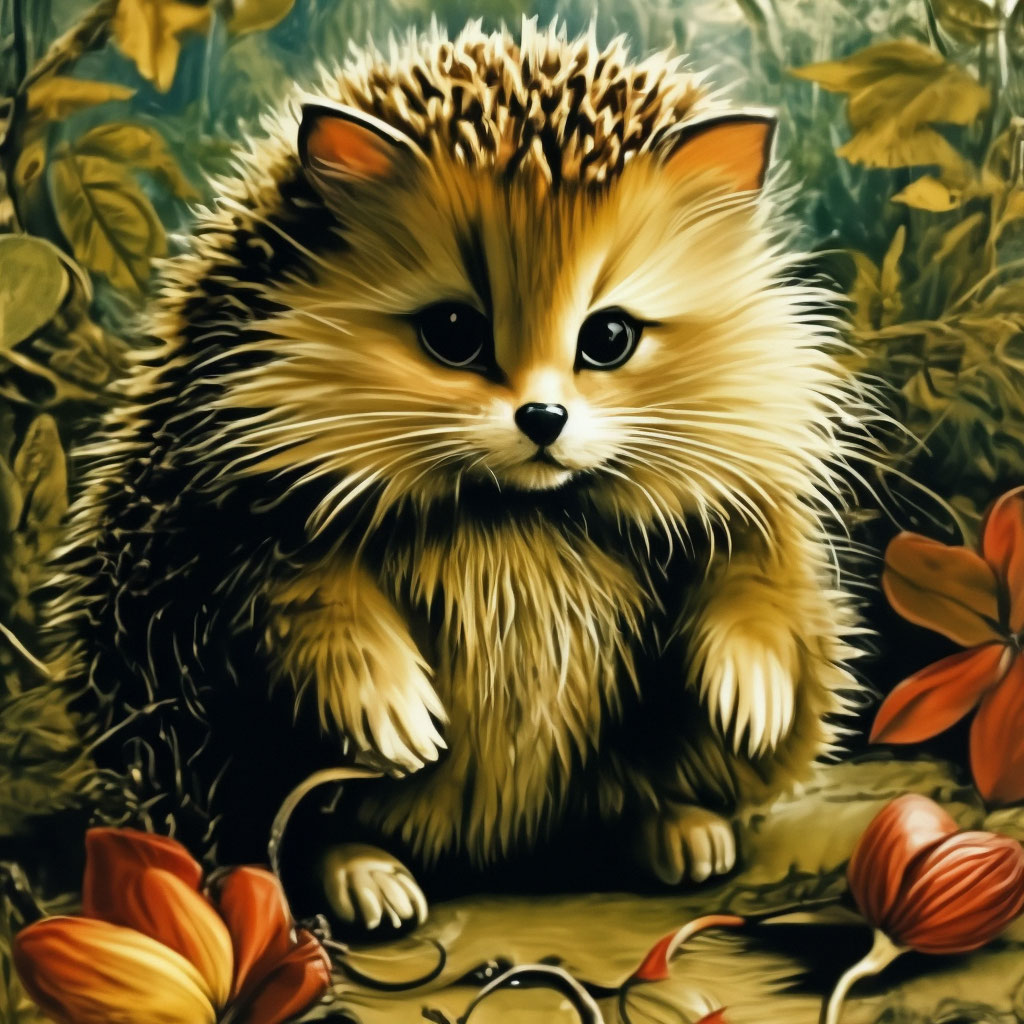 "The Hedgehog cat" — image created in Shedevrum
