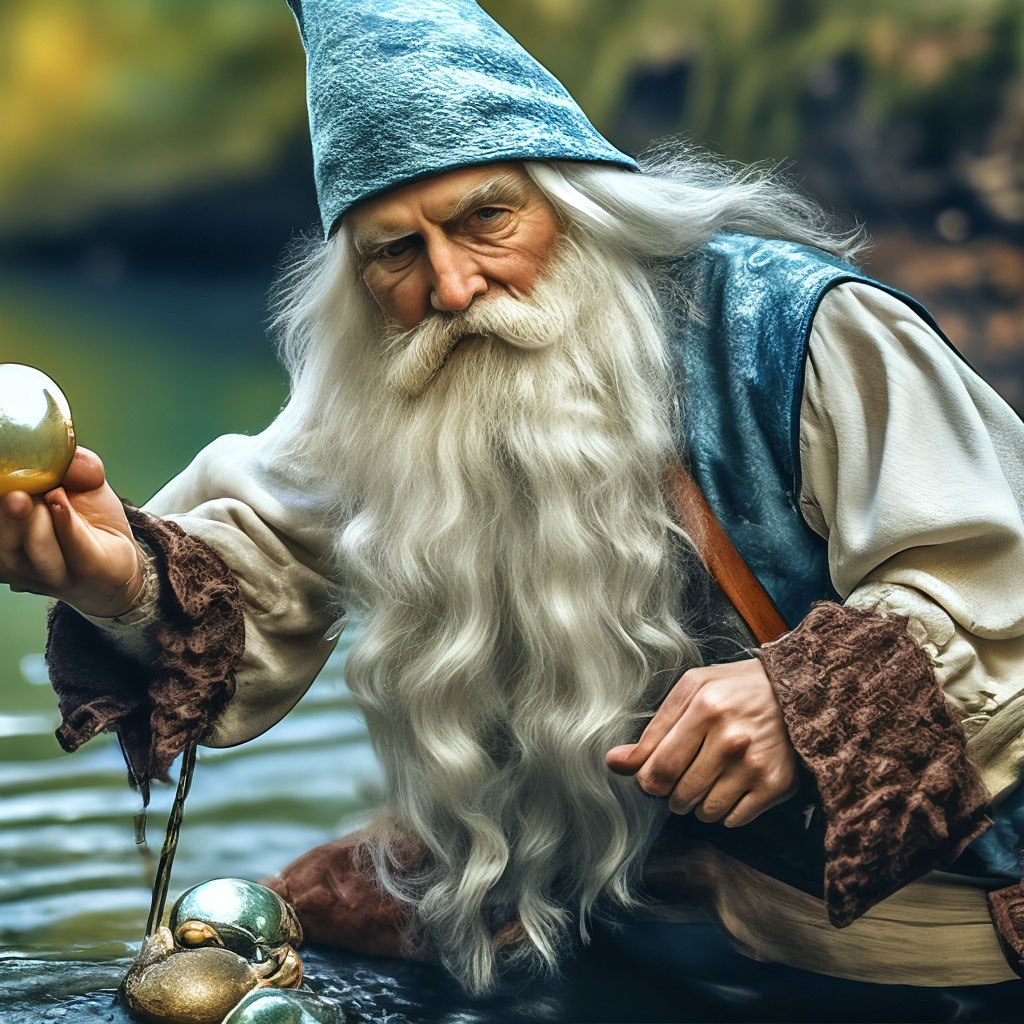 "Gnome fairy tale plot hyperrealism an old German very evil Gnome with ...