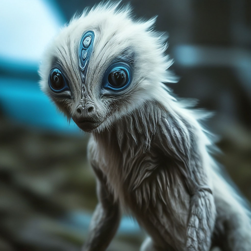 "The image of a mysterious humanoid creature, furry body, realistic ...