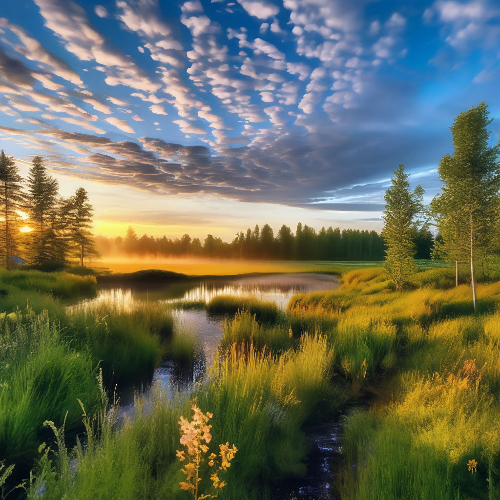 "Nature of the north, landscape is beautiful, summer, trees and bushes ...