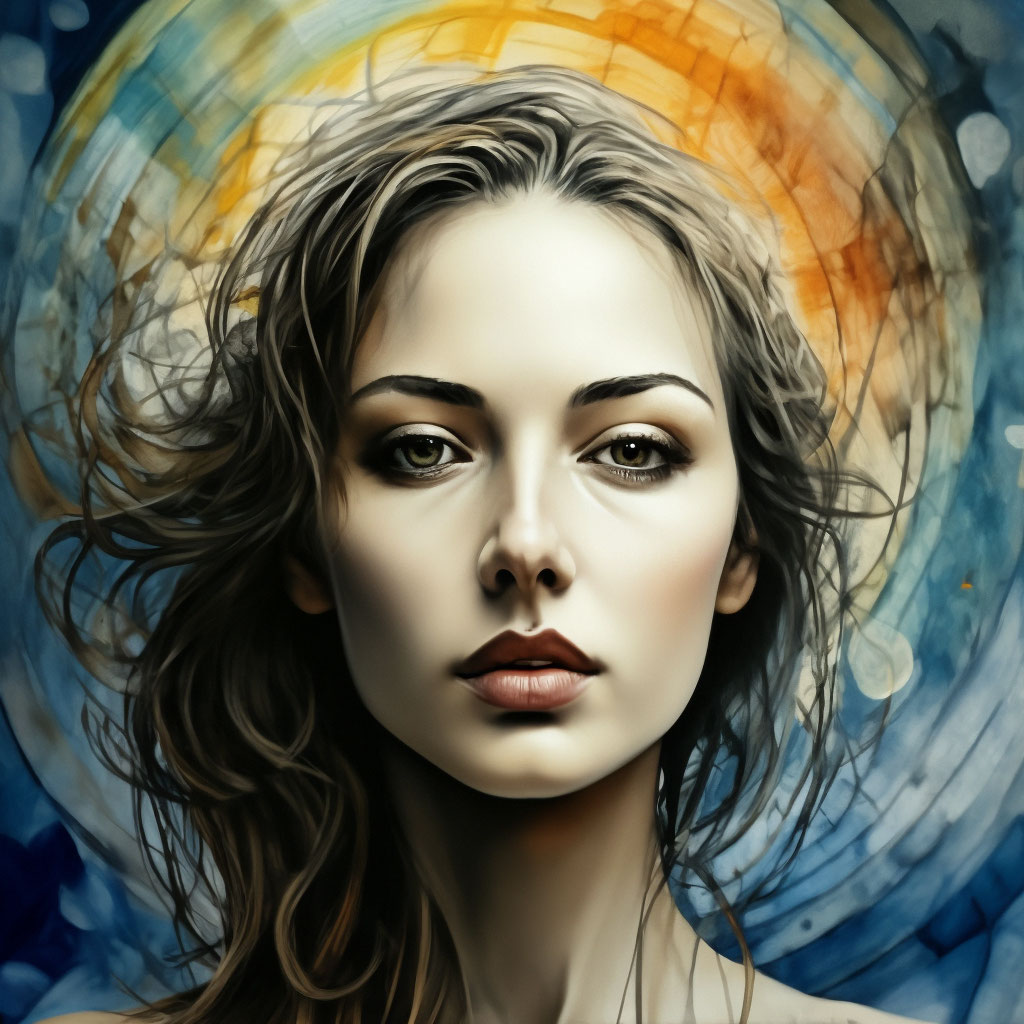 "Singularity in simple words. Watercolor, colored pencil, ink, dot ...