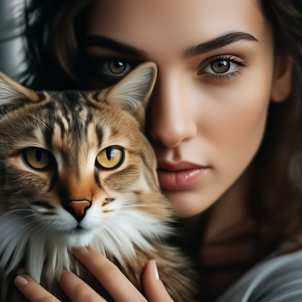 "A close up of a person holding a cat, by irakli nadar, hyperrealism ...