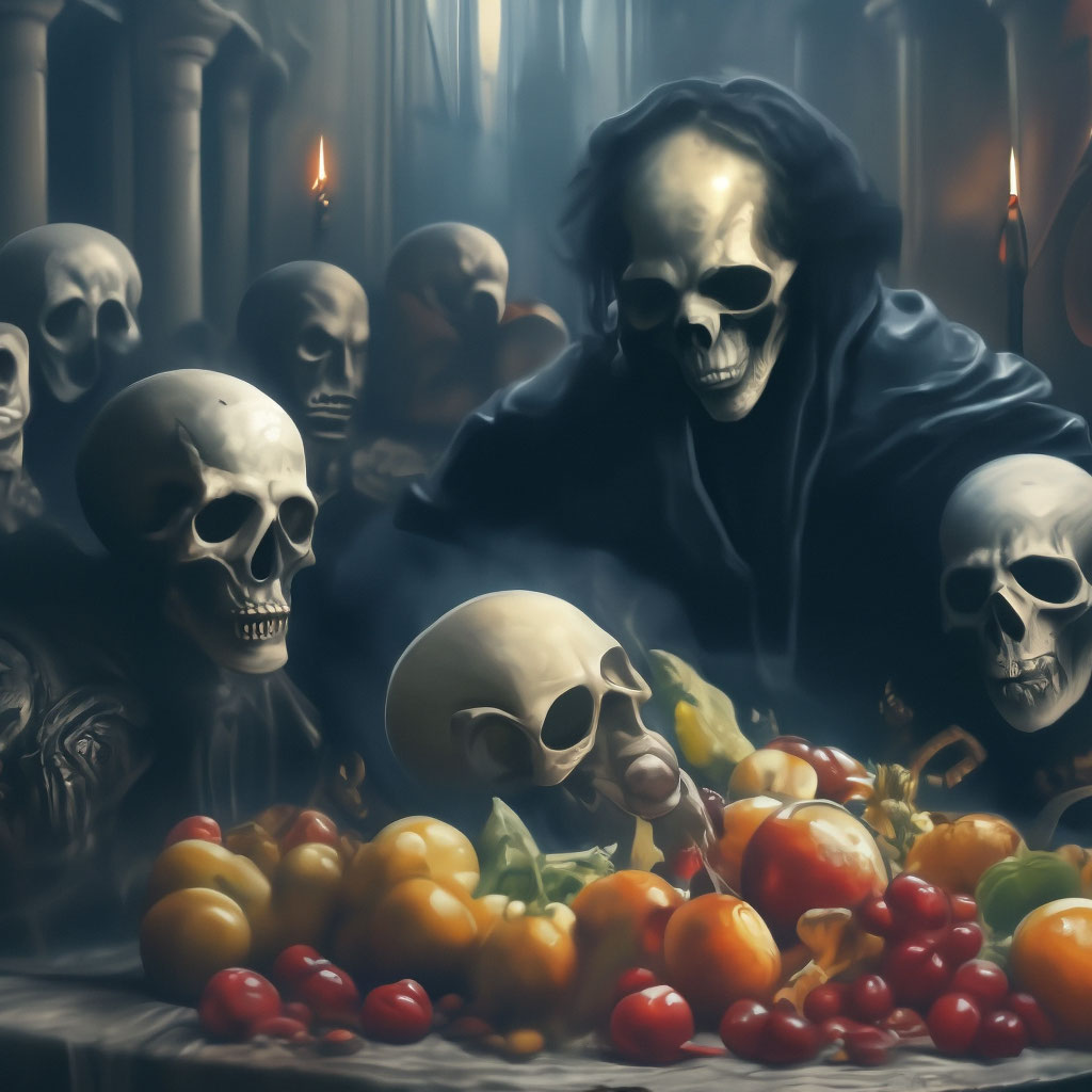 "Monumental painting, plot, feast during the plague. horror," — image ...