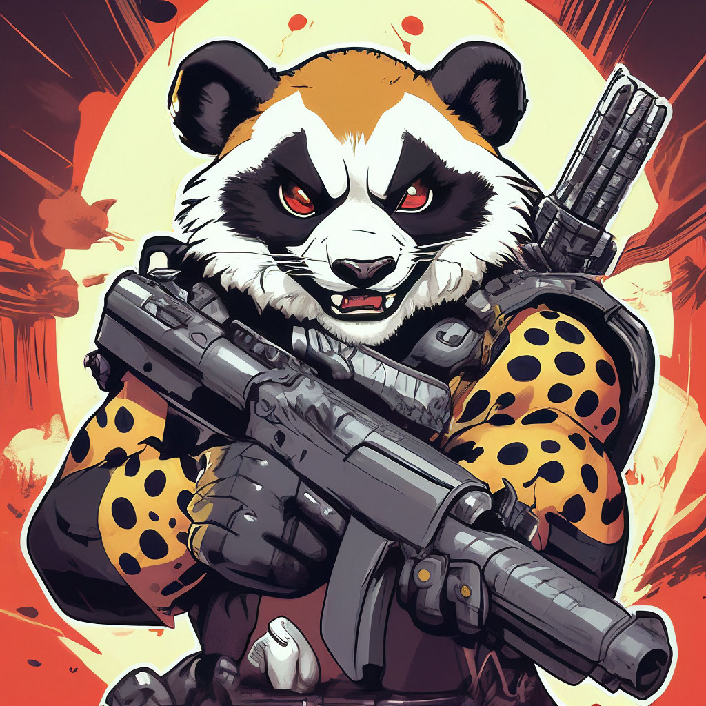 "Panda-cheetah. . . armed, with weapons, intimidating, creep, vector ...