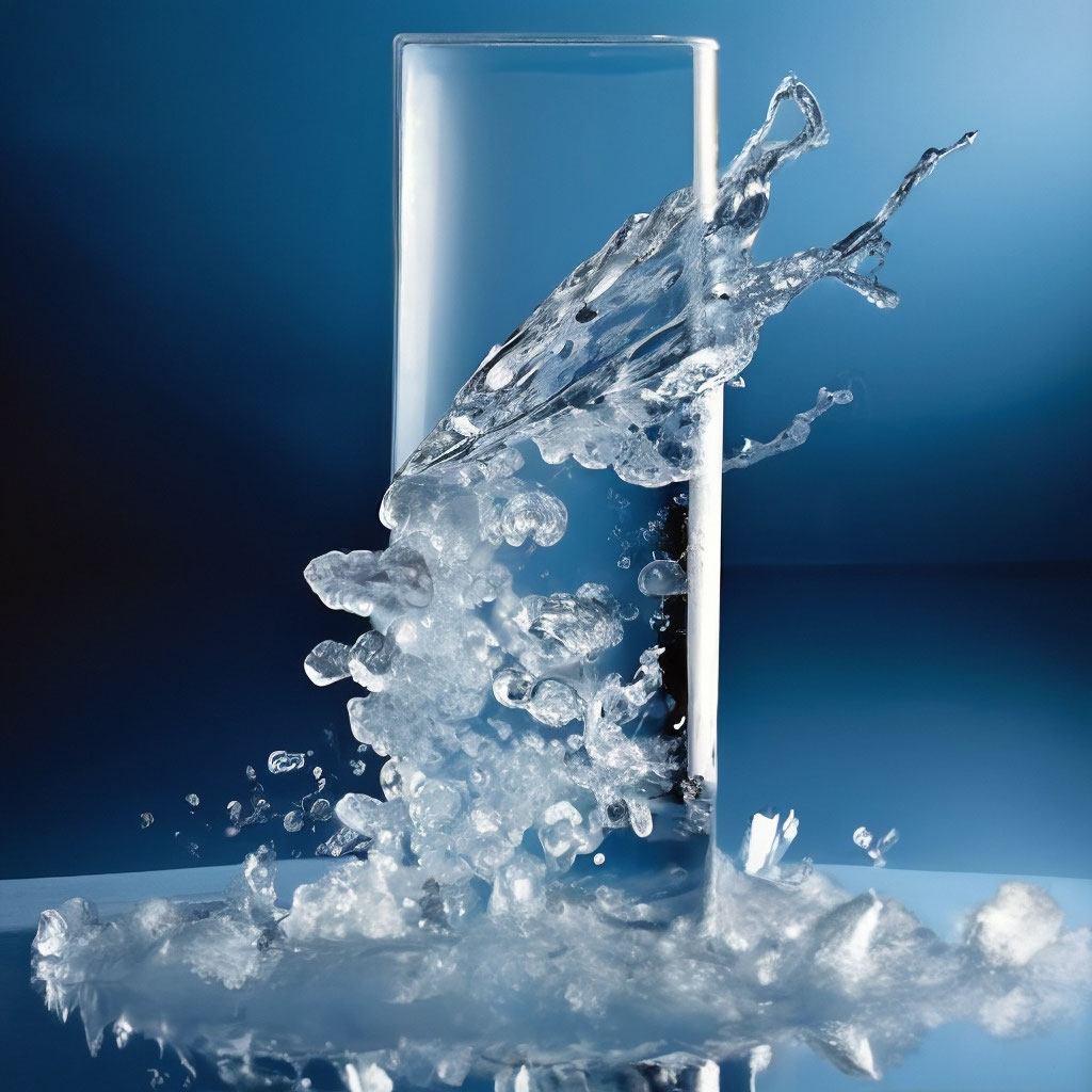 "Detailing the transformation of water into ice" — image created in ...