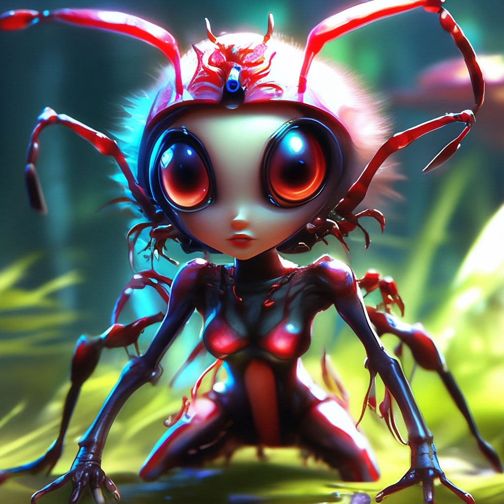 "Creep funny fluffy bug-eyed ant woman, Anime,horror,gothic,dark ...