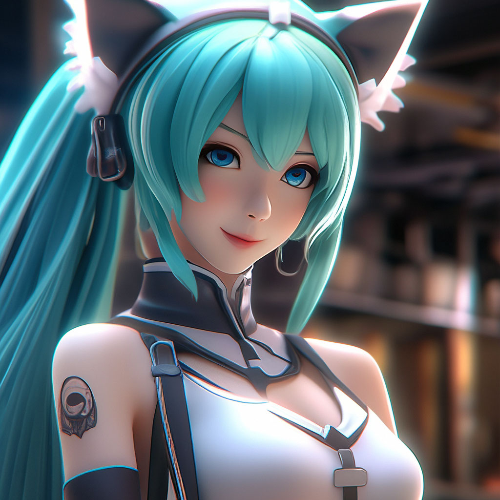 "Hatsune Miku catgirl anime 4k, hyperdetalization hyperrealism ...