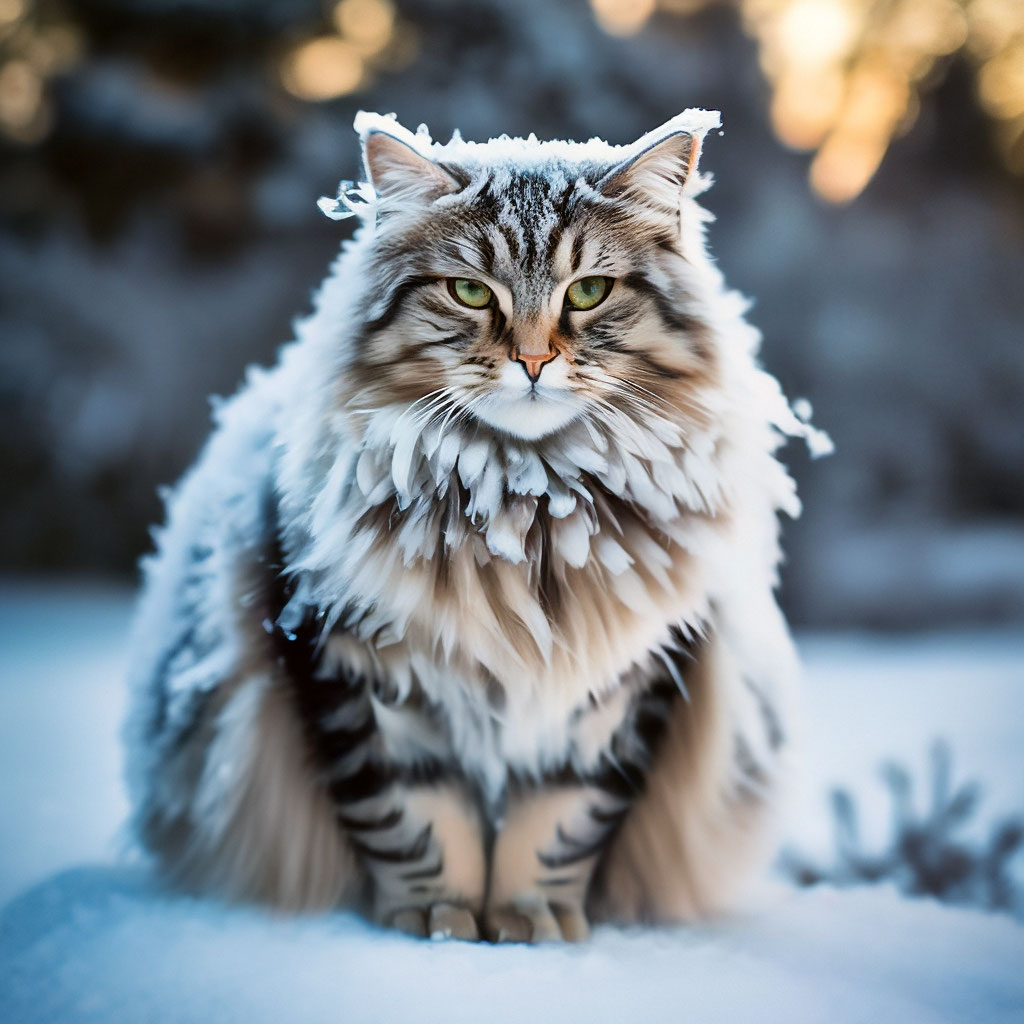 "Winter has only one minus, minus 30 A fluffy cat covered in frost ...