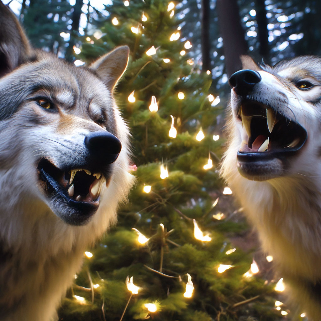 "Ah at the Christmas tree, ah at the fir tree, evil wolves stole all ...