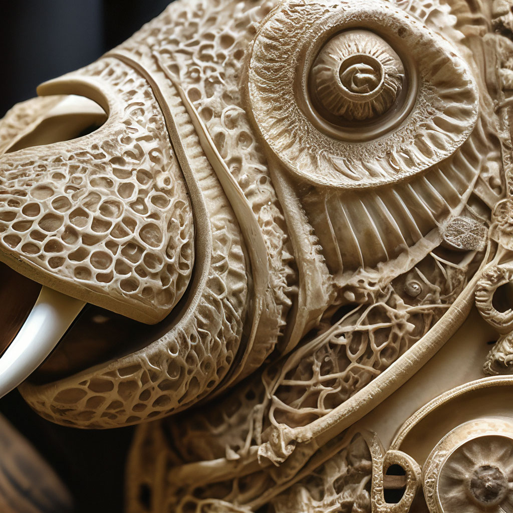 "Walrus, close-up, bone carving, high detail" — image created in Shedevrum