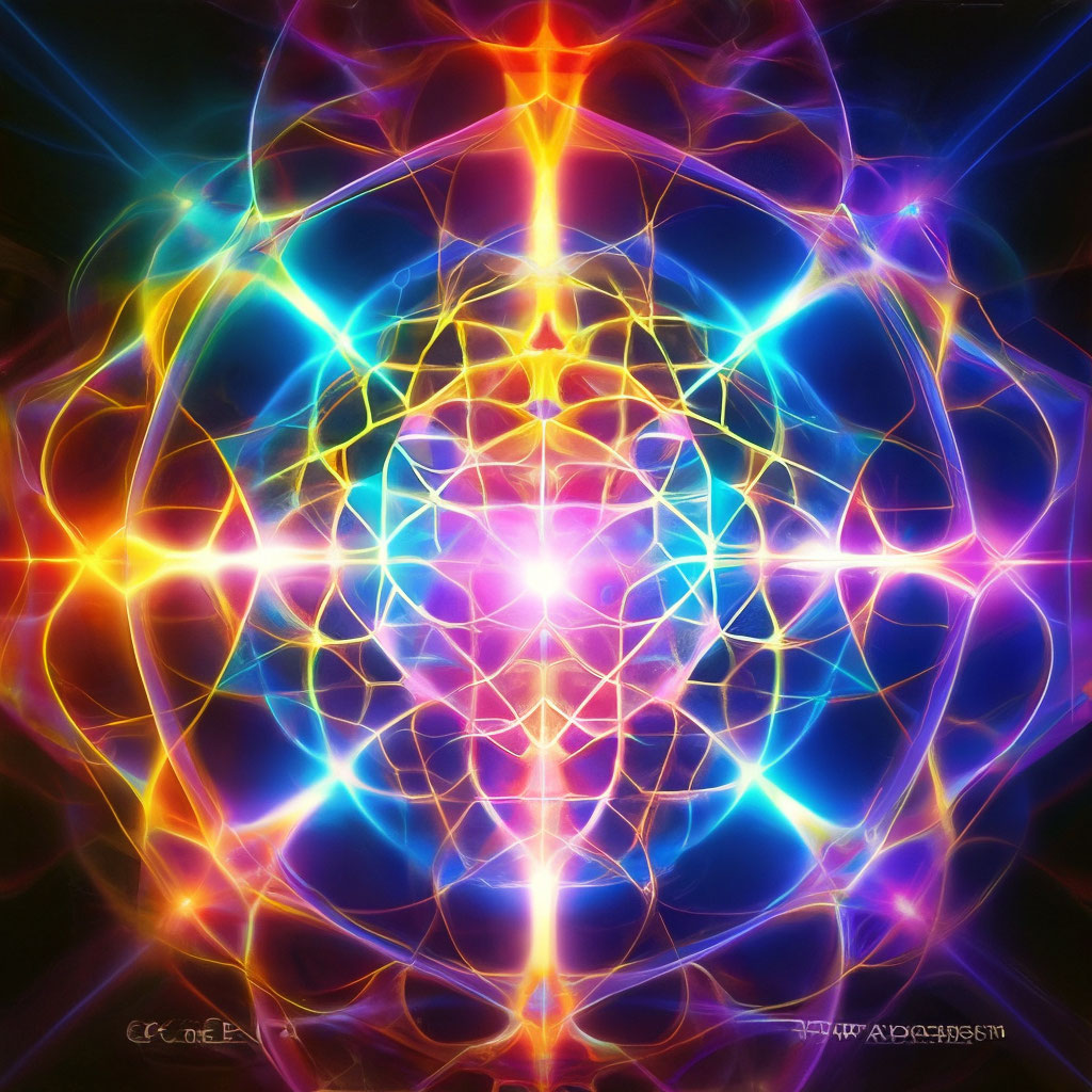 "Plasma glows in the rainbow crystal of the monad fractal geometry ...