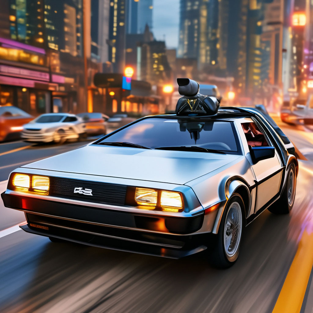 "The Delorian car in the movie back to the future is driving on the ...