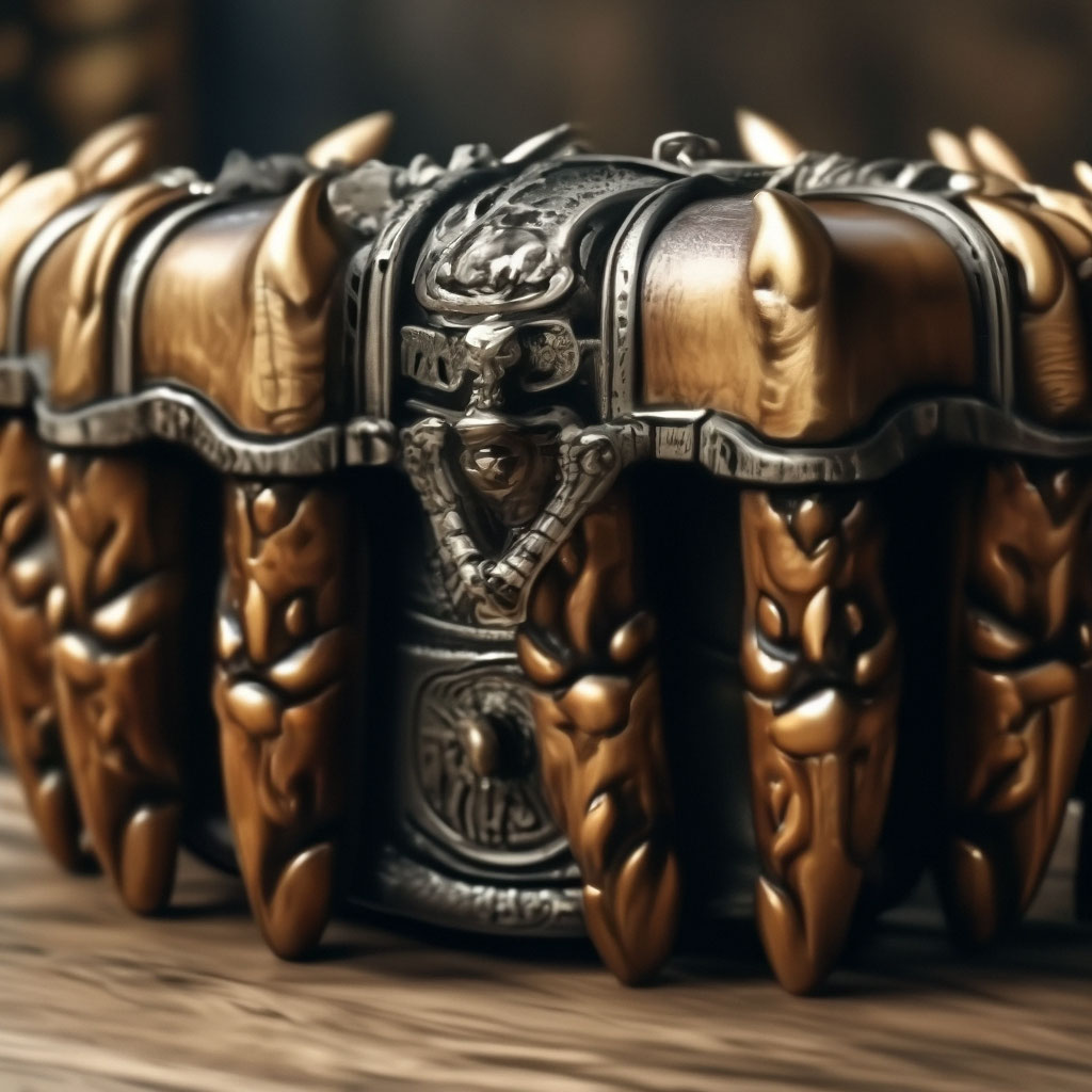 "Fantasy box made of bear claws with a lock, hyperdetalization ...