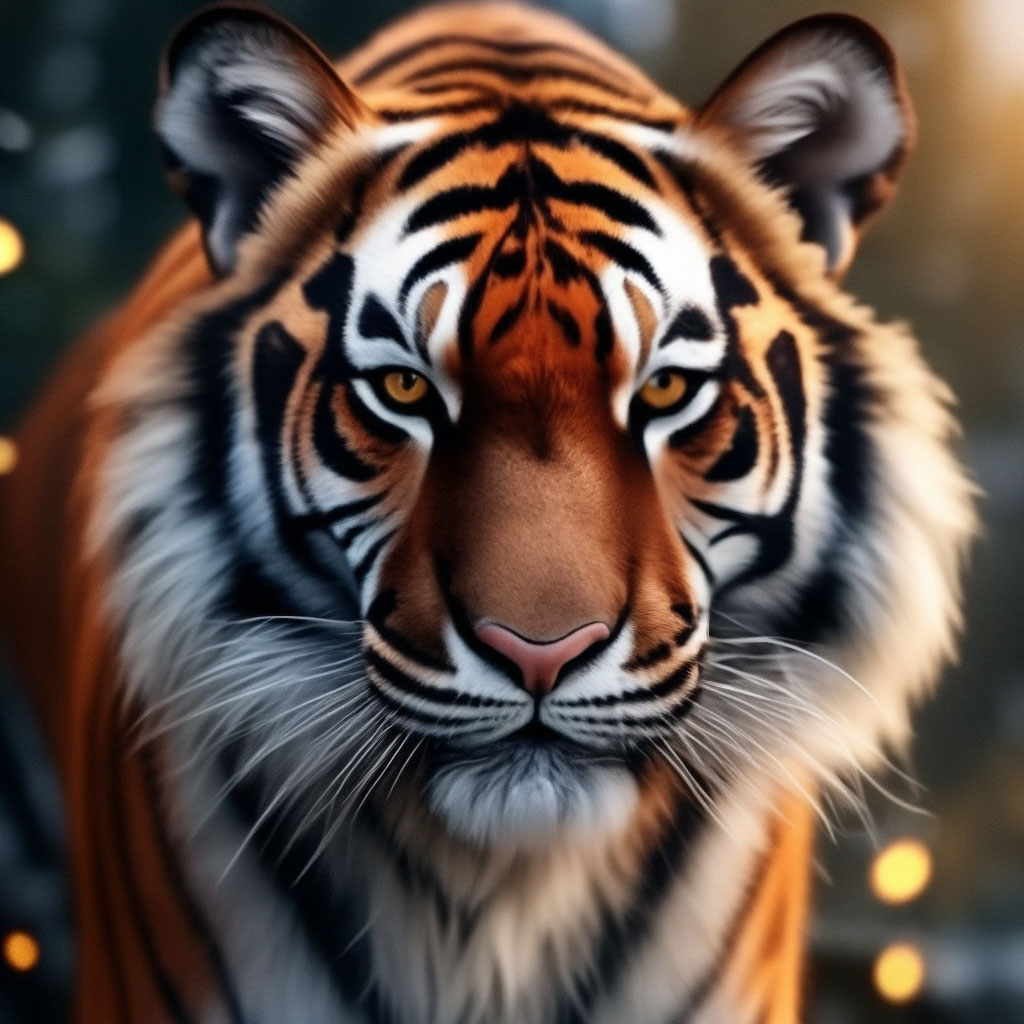 "Fluffy tiger, beautiful, realistic, 4k" — image created in Shedevrum