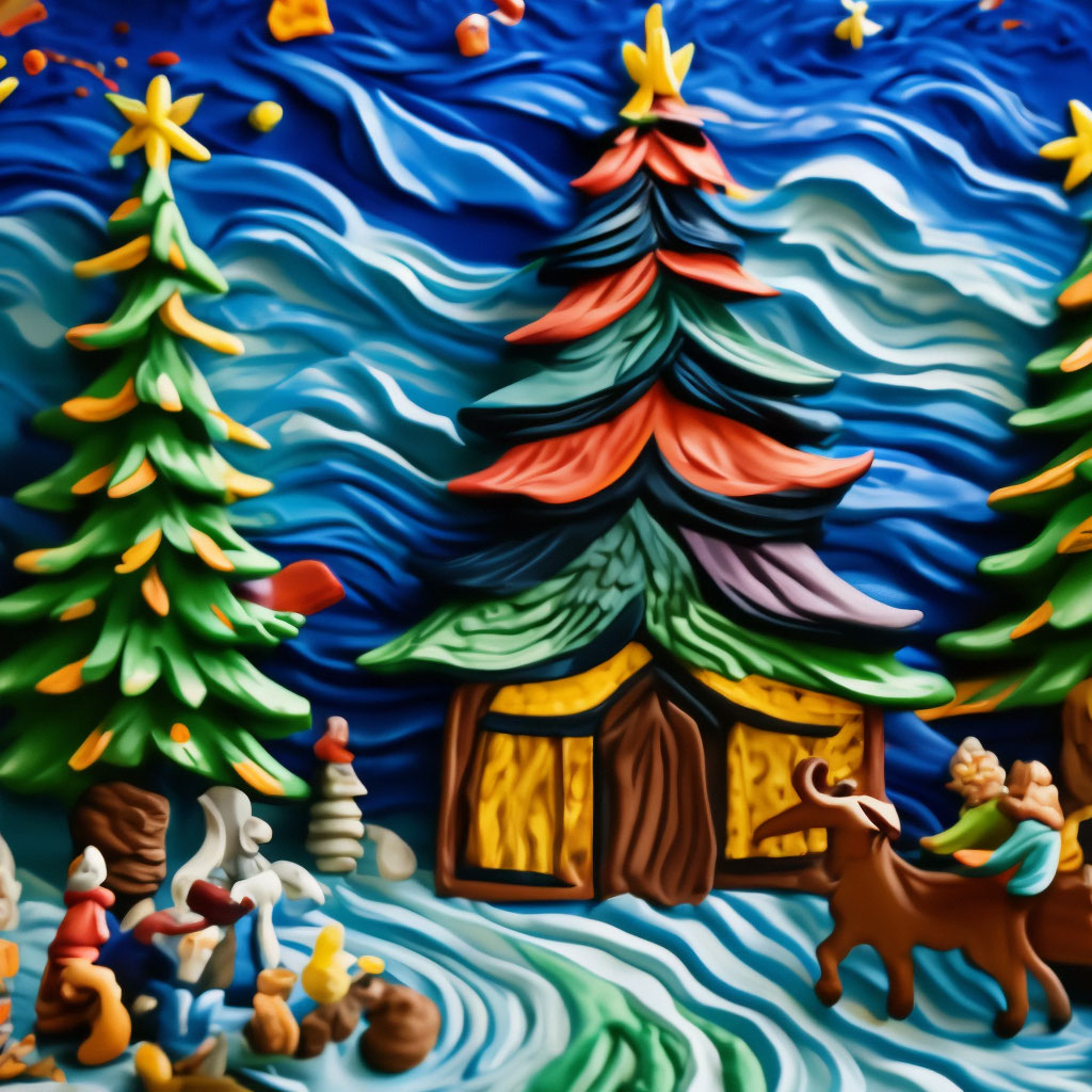 "Plasticine shape, bas-relief, plasticine drawing, multi-figure traced ...