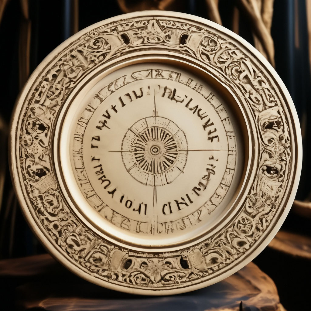 "Bone plate A large plate made of the bone of a relict animal, on it ...