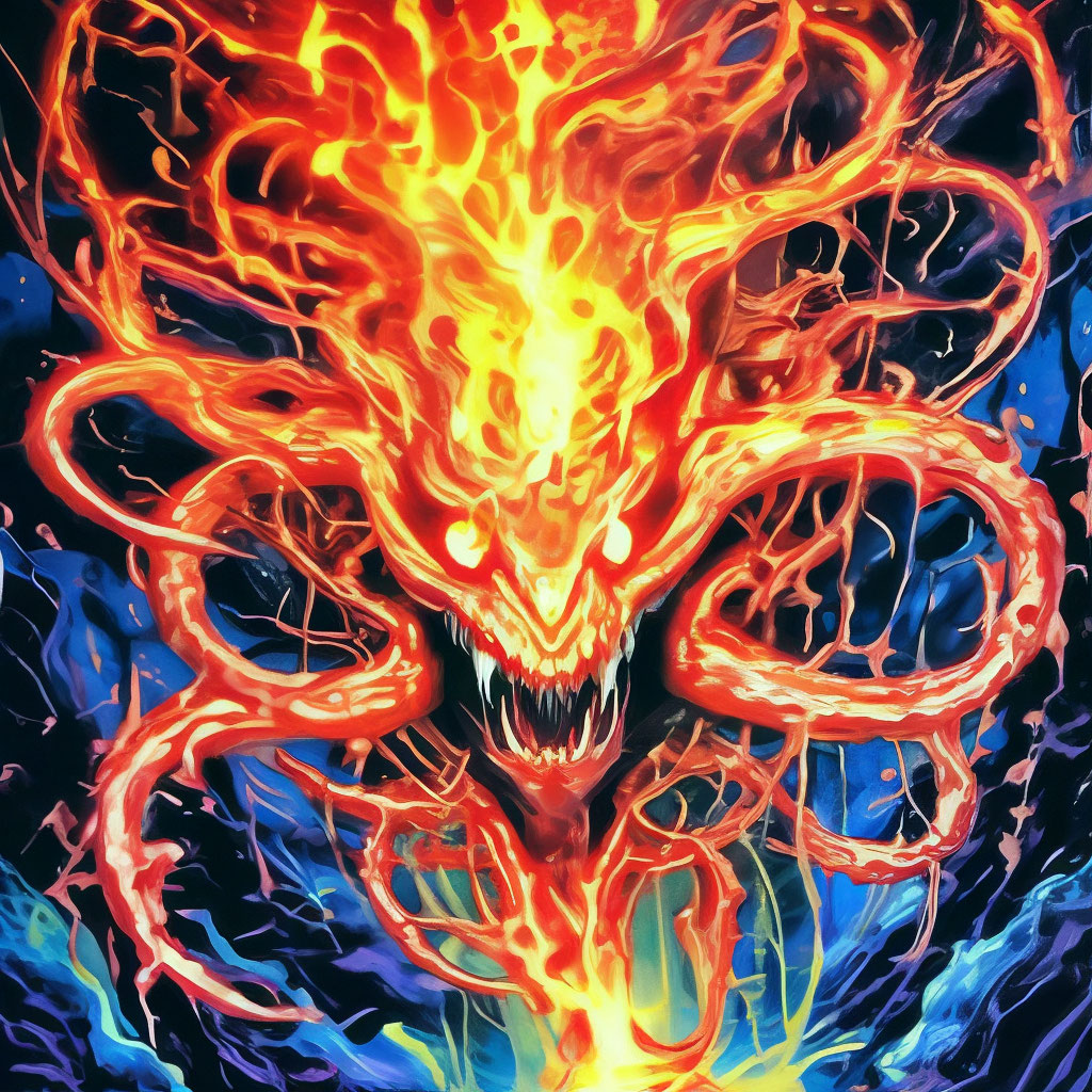 "Symbiote, venom of lava fire and explosion, ink, art, psychedelic ...