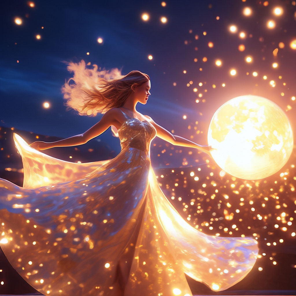 "🌞🌕 sun and moon dance, fantasy style, radiance, glitter, luminescence ...