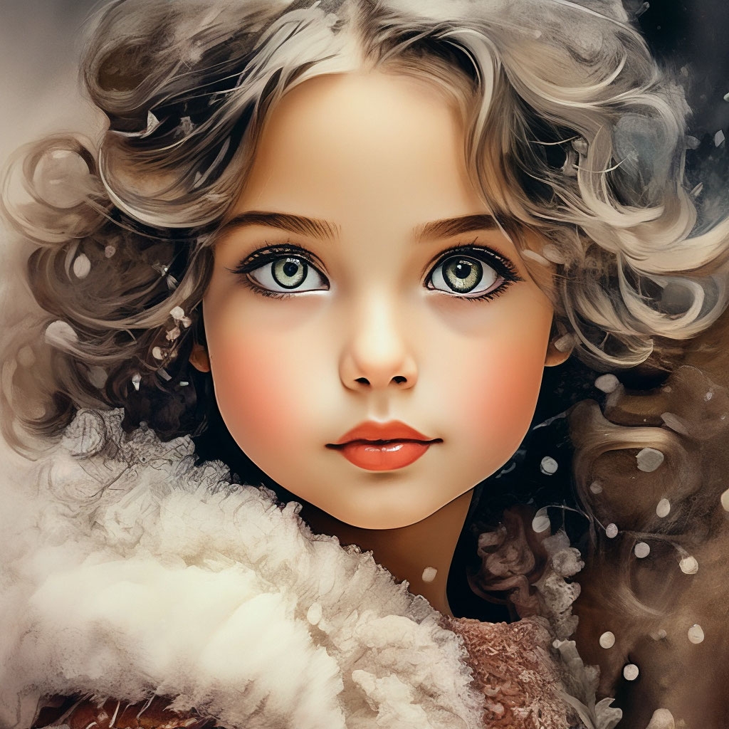 "Cute girl, long fluffy eyelashes, beautiful expressive eyes ...