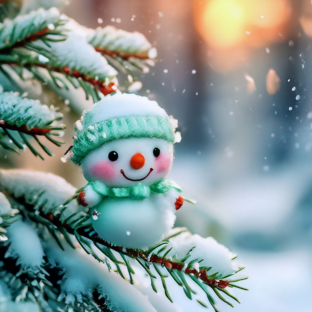 "Forest, baby snowman,snow soft New Year atmosphere,delicate tones ...