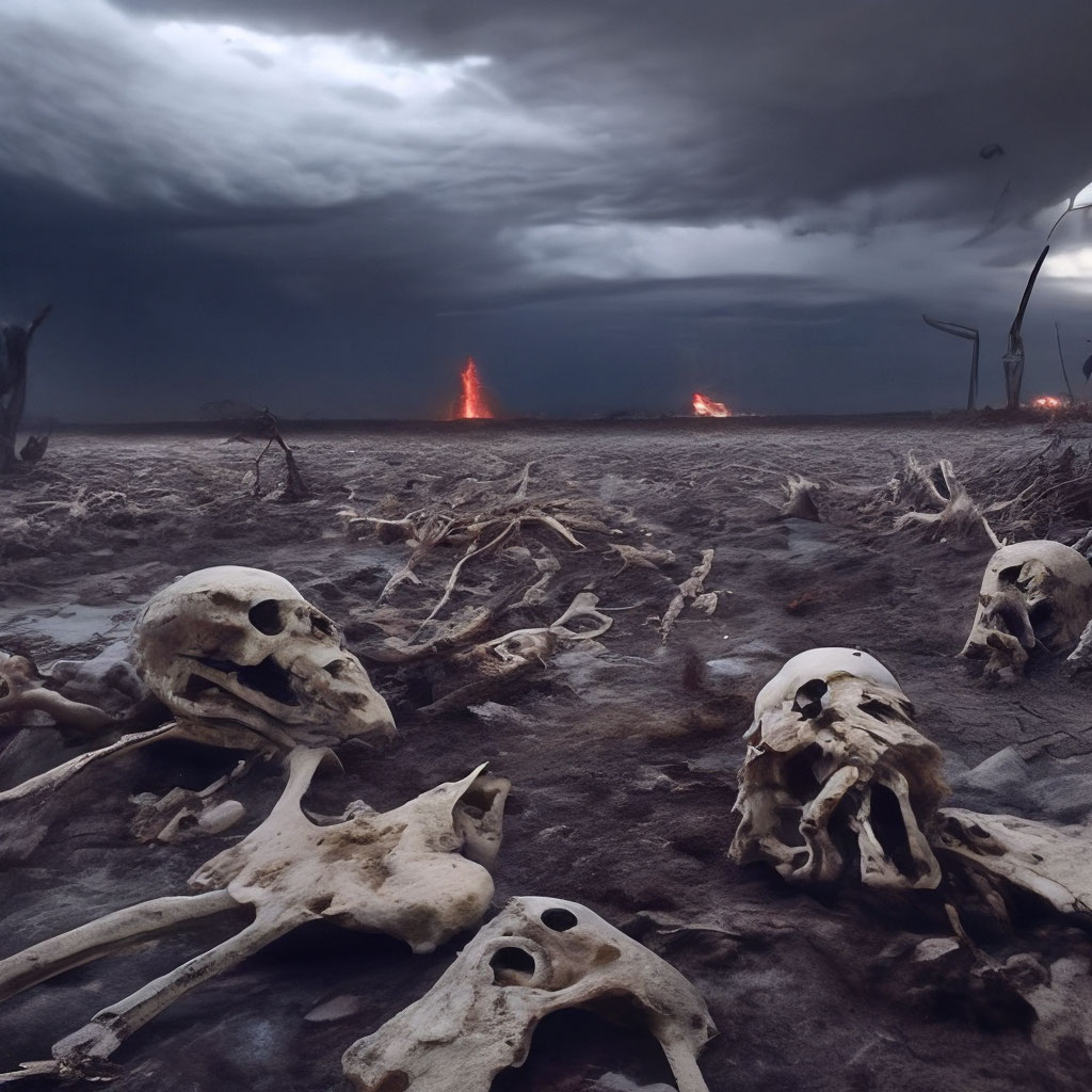 "Zombie bones" — image created in Shedevrum