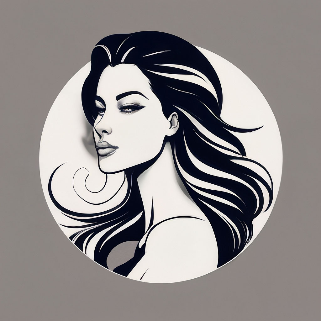 "Beautiful woman's elongated logo, vector graphics, white background ...