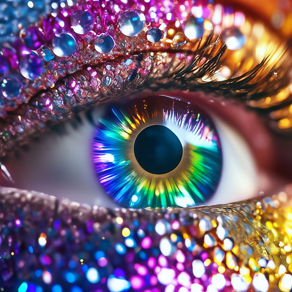 "Crystal rainbow eye,very aesthetic and hyperrealistic,eyelashes in ...