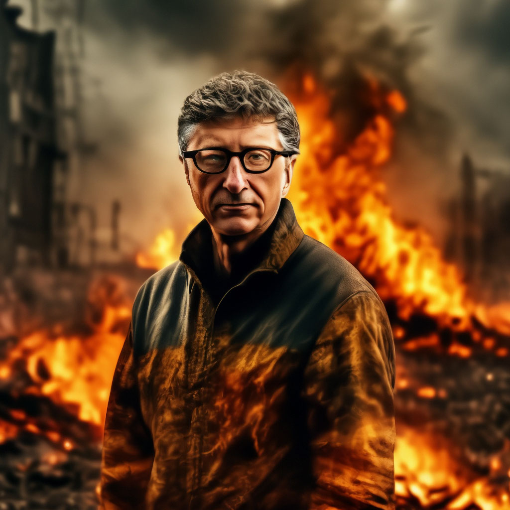 "Bill Gates is burning in hell" — image created in Shedevrum