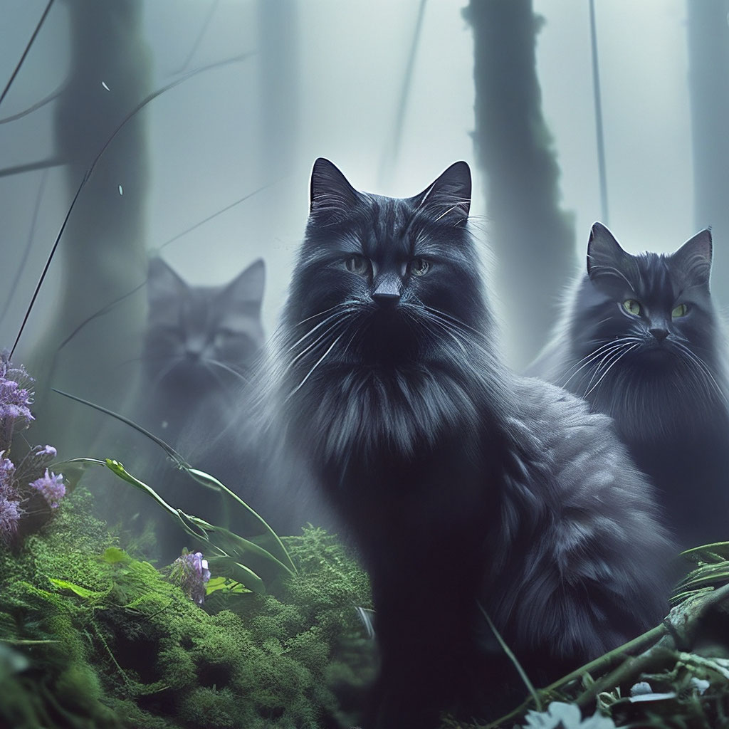 "Forest cats, thickets, forest, fog, rain, aesthetically pleasing ...