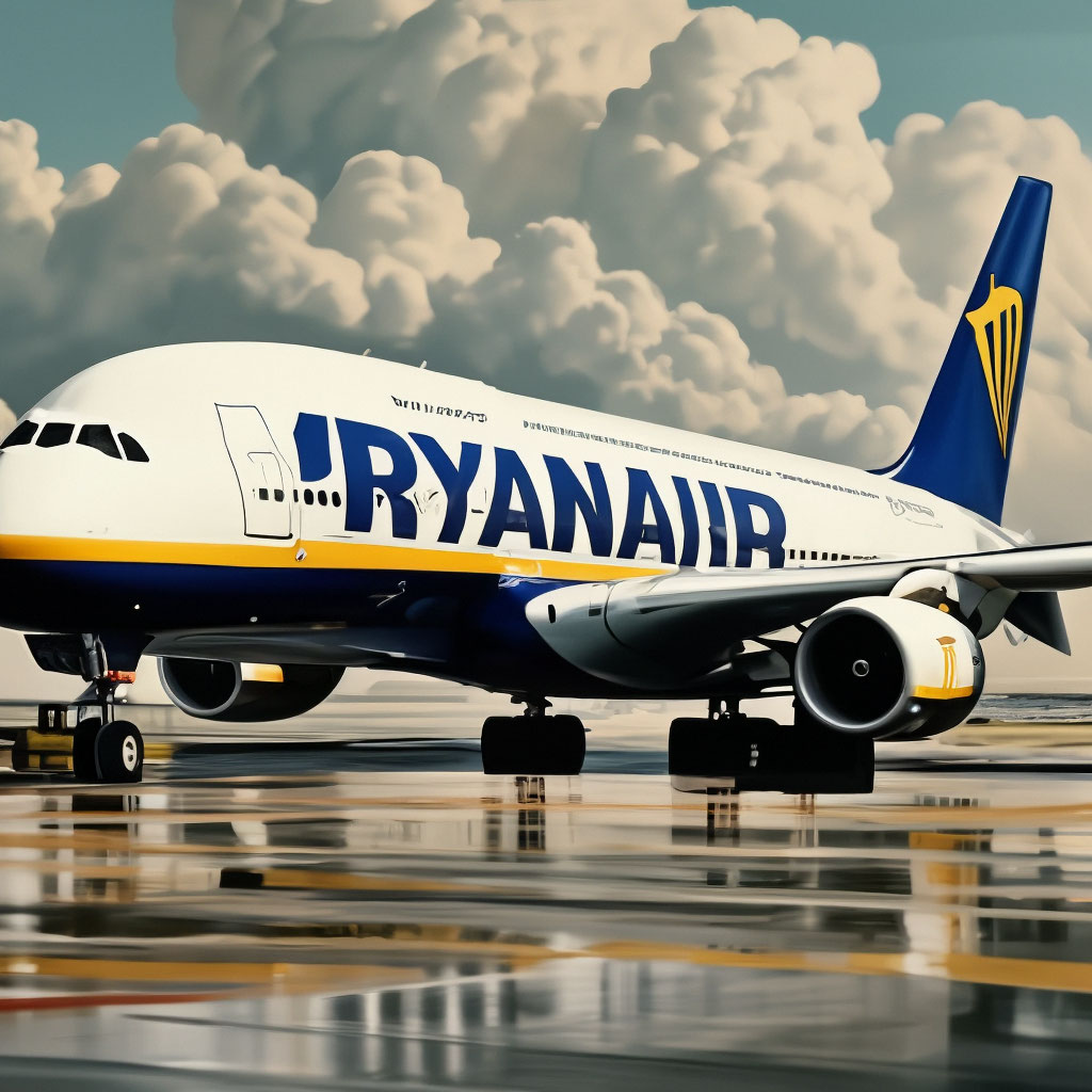 "A380 in RyanAir livery" — image created in Shedevrum