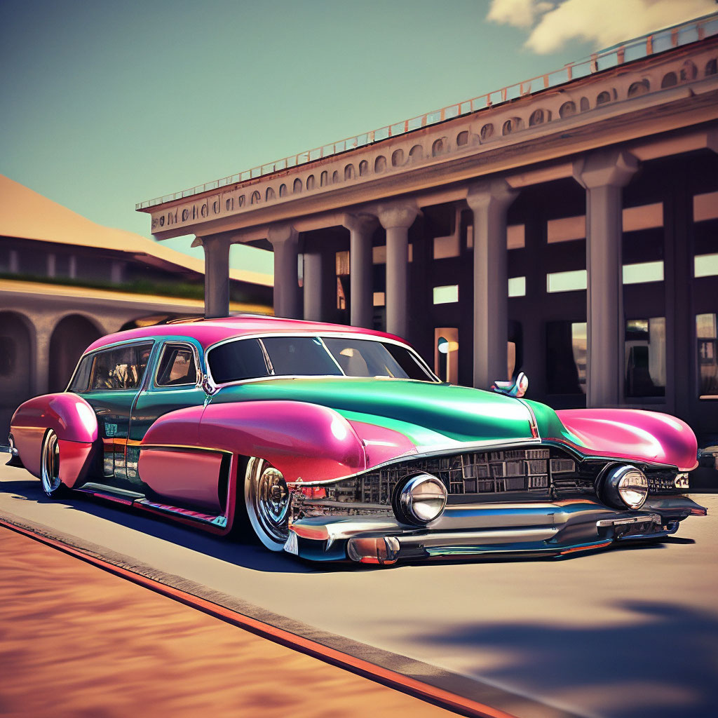 "Vintage limousine in the style of JDM stance" — image created in Shedevrum