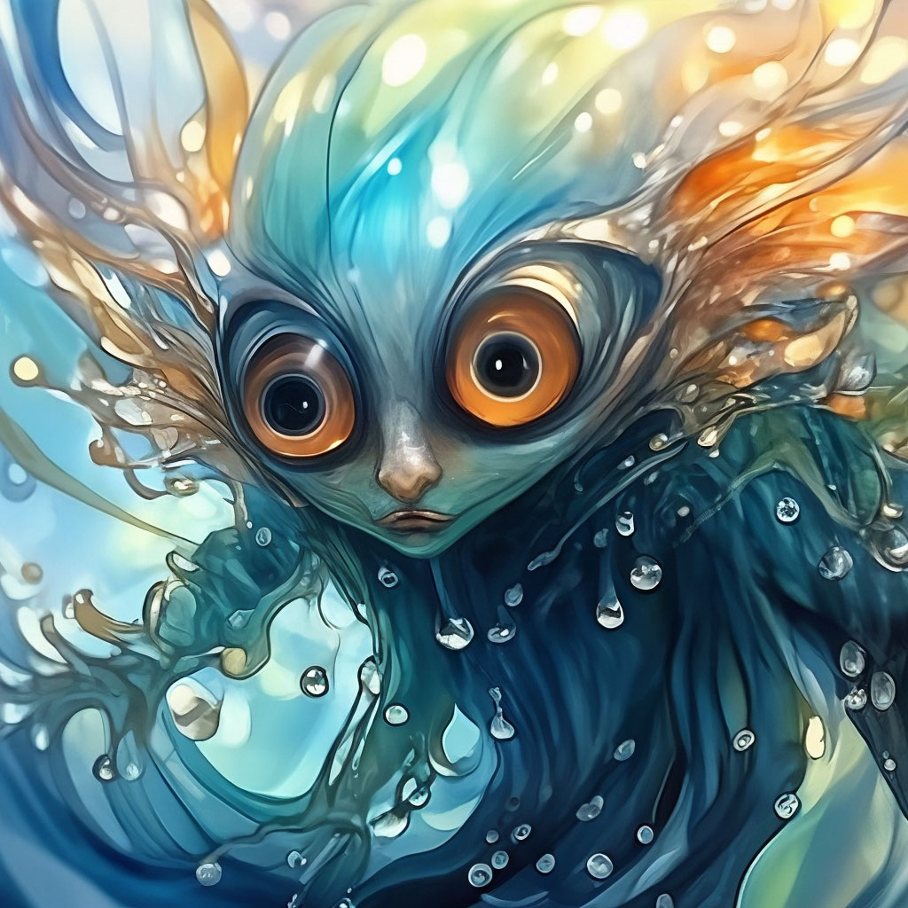 "Mystical translucent creature from another world, water spirit, huge ...