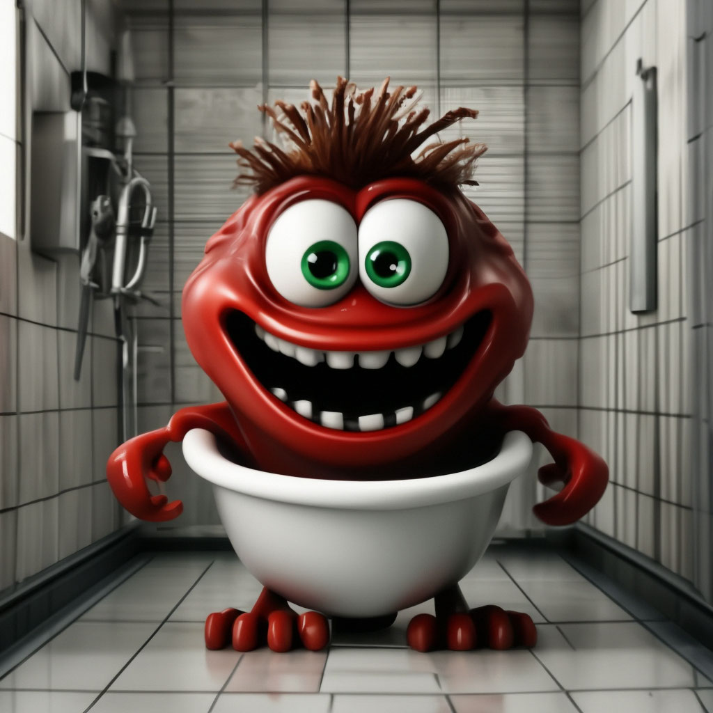 "Toilet monster, 3D, cartoon graphics" — image created in Shedevrum