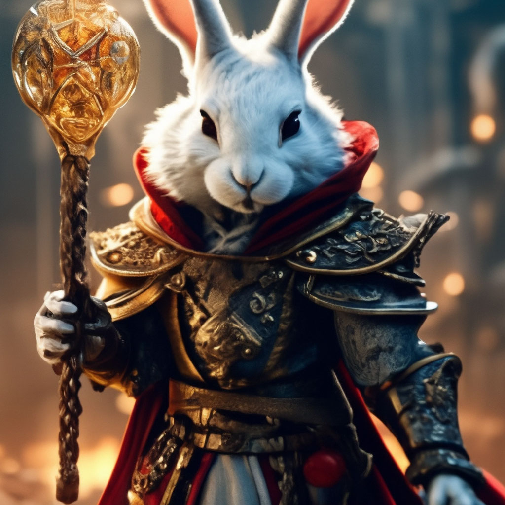 "Anthropomorphic White Rabbit, Wizard, Medium Ink style, Amazing Epic ...