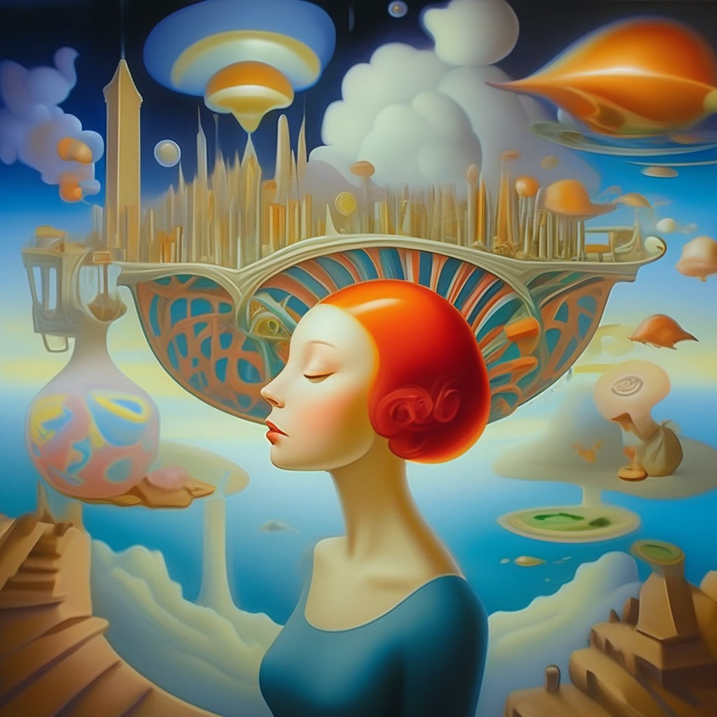 "Dreams are born in the subconscious. surrealism" — image created in ...