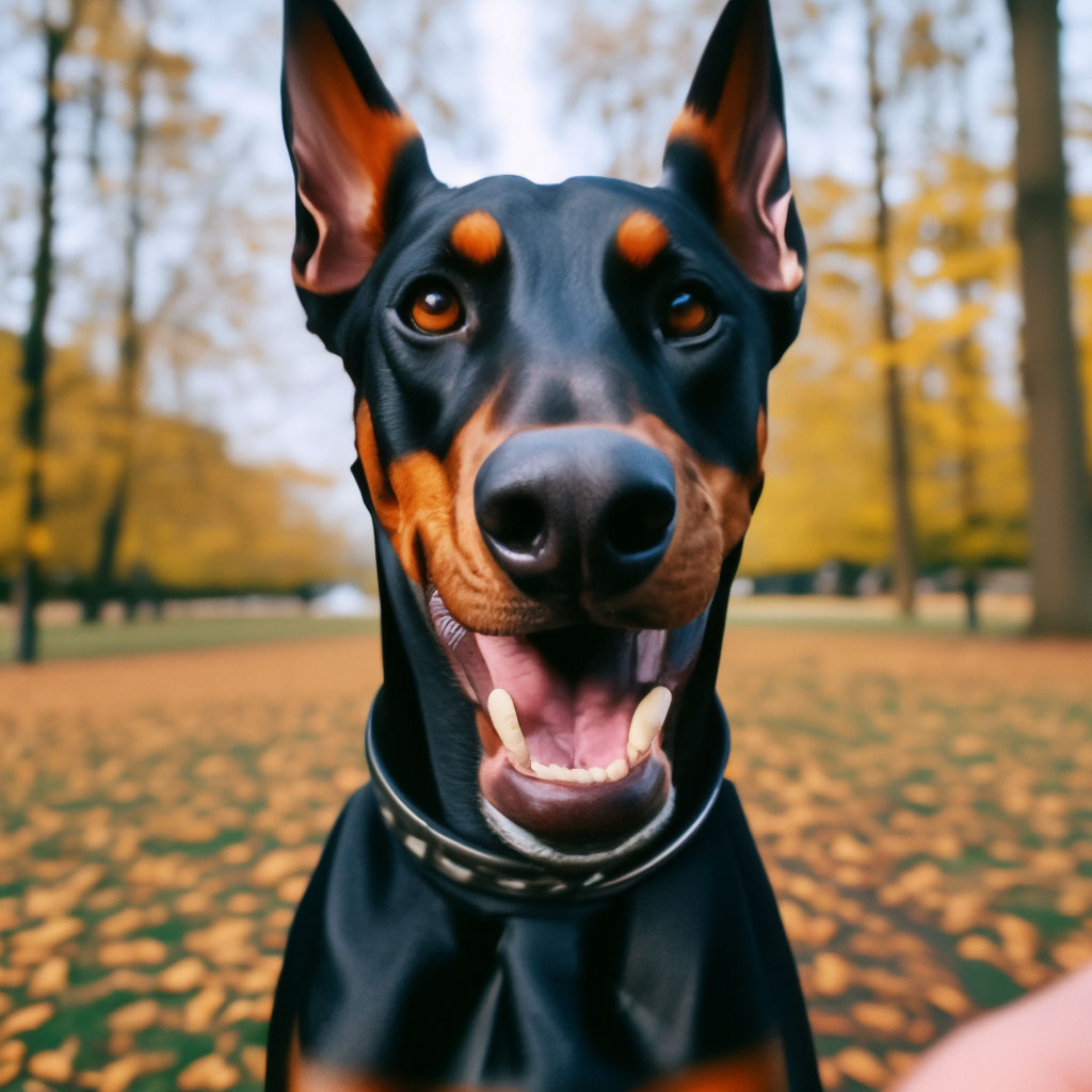"First-person-view-hand-stroking-a-joyful-doberman-with-cupped-ears-in ...