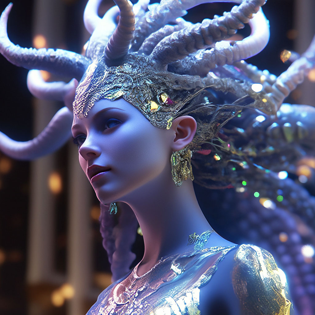 "Anamal anthropomorphic creature hybrid beautiful medusa woman, creep ...
