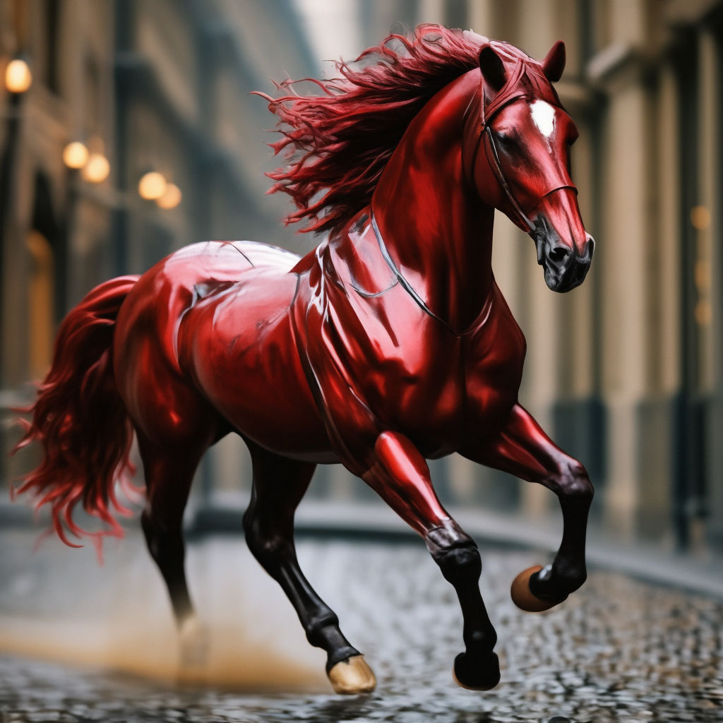 "Ruby horse" — image created in Shedevrum